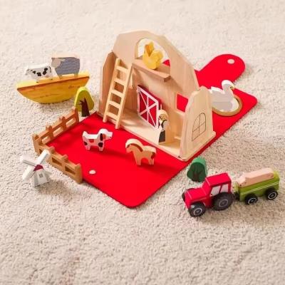 Cina Classic Barn Play Set - Giocattoli in legno per bambini piccoli - Animali da allevamento - Stalla del contadino con maniglia portatile in vendita