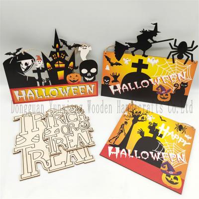 China Halloween Wooden Decoration Hanging Sign Ghost Festival Scene Decoration Christmas Party Ornaments Pendant for sale