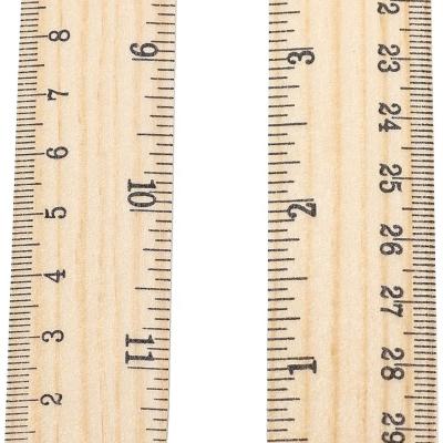 China High Quality 30cm Wooden Rulers Double Sided 2 Scale School Ruler Measuring For Home Student Office Use for sale