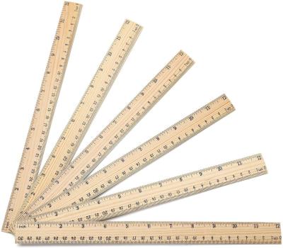 China High Quality 30cm Wooden Rulers Double Sided 2 Scale School Ruler Measuring For Home Student Office Use for sale