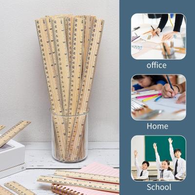 China High Quality 30cm Wooden Rulers Double Sided 2 Scale School Ruler Measuring For Home Student Office Use for sale