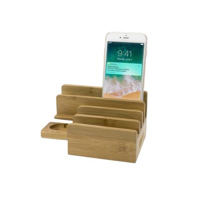 China Estação de Carregamento de Bambú Dock para 3/4/5 Portos Carregador USB,Organizador de Estação de Carregamento de Desktop para celular, Smart Watch, Tablet for sale