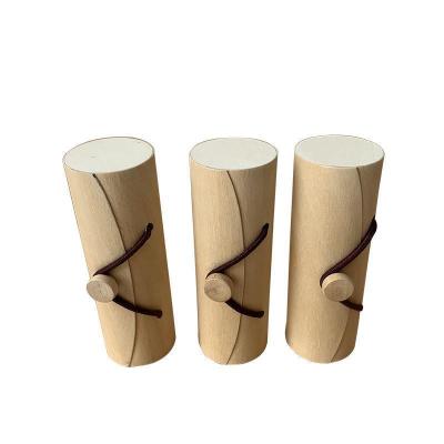 China Round Wood Cylinder Box Custom Shape  Birch Veneer Gift Packing Box for sale