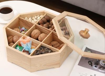 China Solid wood storage box dried fruit nut box divided grid with lid walnut nine grid box for sale