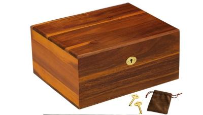 China Large Premium  Wooden Box  Smooth stash Box with Hinged Lid Wooden Box with Lock and Key for sale