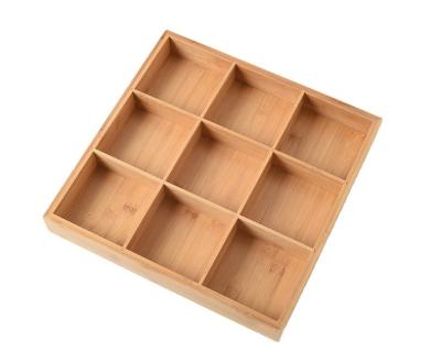 China Wooden nine compartment dinner plate Bamboo custom   Multifunctional food dinner plate for sale