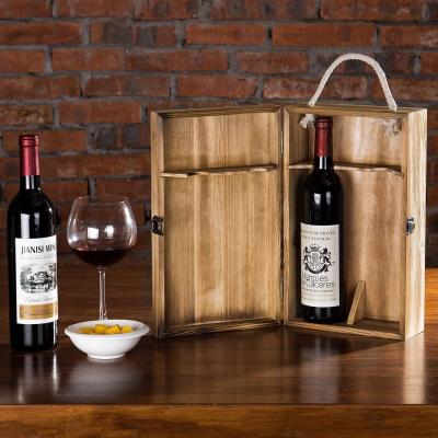 Cina Casalinghi Scatola regalo per whisky in legno Scatola doppia bottiglia di vino in vendita