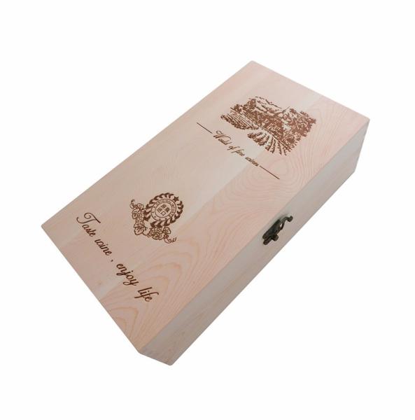 Quality Pine Wood Recyclable Wine Storage Containers Embossing Printing Wooden Packing for sale