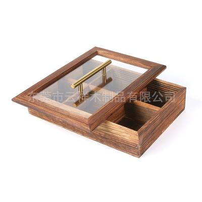 Cina Piatto di legno rustico diviso con 6 sezioni Organizzatore di legno di cenere in stile agriturismo per snack, spezie, ufficio, gioielli e decorazioni domestiche in vendita