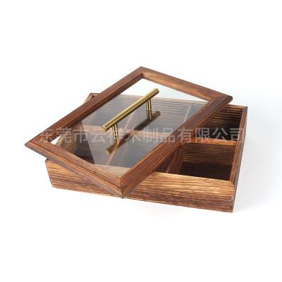 Cina Piatto di legno rustico diviso con 6 sezioni Organizzatore di legno di cenere in stile agriturismo per snack, spezie, ufficio, gioielli e decorazioni domestiche in vendita
