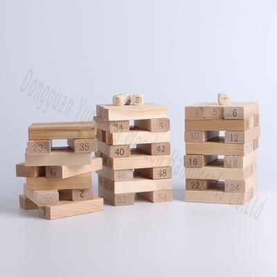 China Wooden Stacking Number Blocks Game Set 54 Pieces Montessori Toy for sale