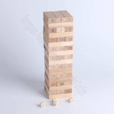 China Wooden Stacking Number Blocks Game Set 54 Pieces Montessori Toy for sale