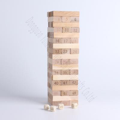 China Wooden Stacking Number Blocks Game Set 54 Pieces Montessori Toy for sale