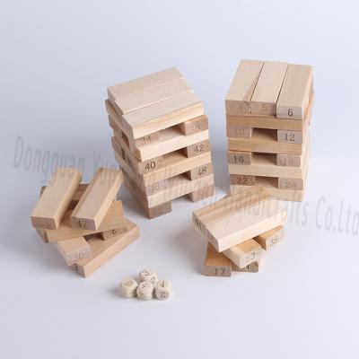China Wooden Stacking Number Blocks Game Set 54 Pieces Montessori Toy for sale