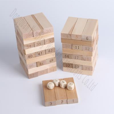 China Wooden Stacking Number Blocks Game Set 54 Pieces Montessori Toy for sale