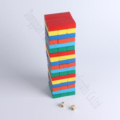 China Colorful Wooden Stacking Blocks Game Set - 54 Pieces with Dice for sale