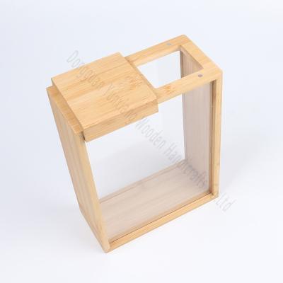 Cina Dispenser per cereali in bambù per la cucina Contenitore per la conservazione degli alimenti Organizzatore di cereali secchi Ricaricabile Contenitore per riso Contenitore per cereali da appoggio Coperchio trasparente Ermetico Soluzione rustica per dispensa in vendita