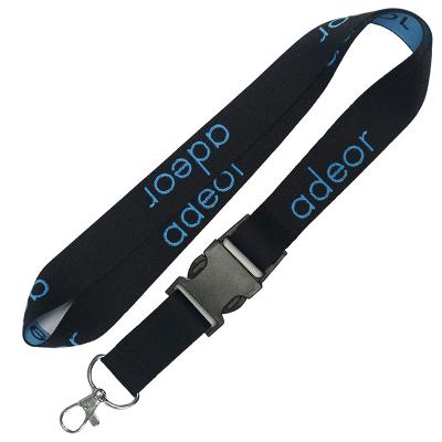 China custom double sided satin woven lanyard jacquard neck strap factory price woven embroidered lanyards with custom logo for sale