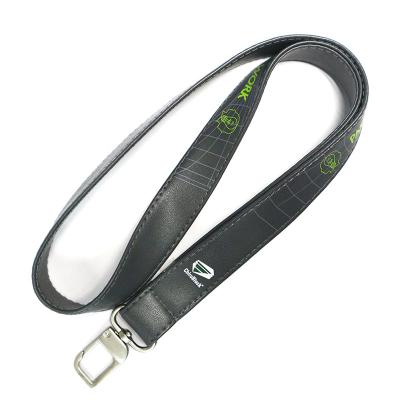 China PU Leather Lanyard With PU Card Holder In Any Color silk printing logo leather neck lanyard for sale