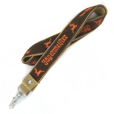 China Custom PU leather high quality medal lanyard with embroidery logo leather neck lanyard for sale