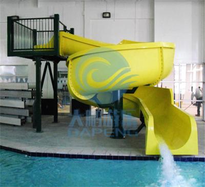 China Yellow Open Spiral Swimming Pool Slide 2.2m High Fiberglass Customized for sale