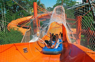 China Roller Coaster Water Park Slide Fiberglass Customized Color With Two Riders for sale