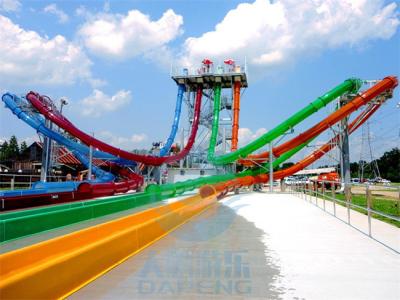 China 4 Lanes Extreme Aqualoop Water Slide Translucent Looping Water Slides for sale