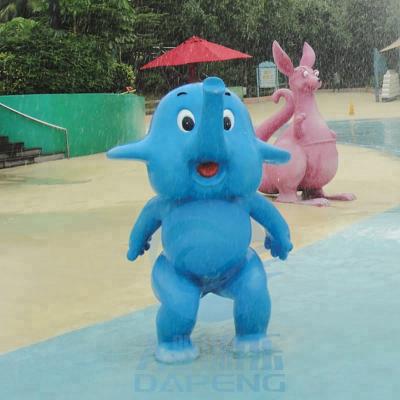 Cina I bambini giocano elefante degli spruzzi d'acqua dello stagno il piccolo, animale diritto della vetroresina - blu in vendita