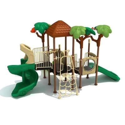 China OEM Outdoor Playgroud Large Plastic Tree Playhouse With Spiral Slide Set for sale