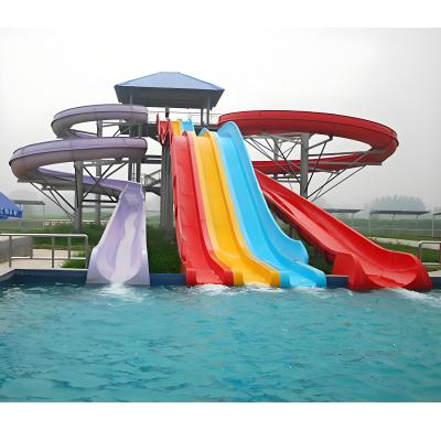 China Fibreglass Water Slide For Sale Outdoor Swimming Pool Water Park Equipment Spiral Open Closed Slide Use For Children And Adults for sale