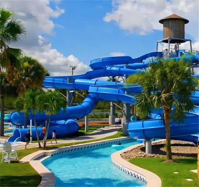 China Commercial Fiberglass Water Park Slide with 6-8mm Thickness and Over 10 Years Service Life Ending with Pool for sale