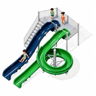 China Compact Spiral And Straight Fiberglass Water Slide Combination For Commercial Water Park Swimming Pool Slide for sale