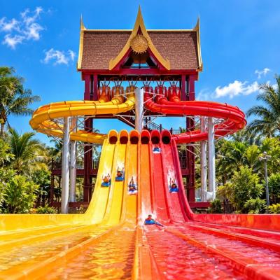 China Octopus Fiberglass Water Slide Combination Multi Lane Custom Color Ride System For Water Parks for sale