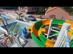 3 Meters High Open Body Slide, Green and Yellow Swimming Pool Slide, Commercial Fiberglass slide