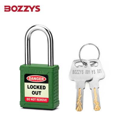 Chine Cadenas en acier 76mm de lock-out de sécurité de dispositif d'accrochage avec l'étiquette de mise en garde lumineuse pour le codage de laser à vendre