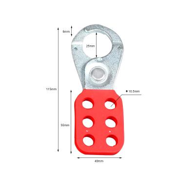 Cina 6 Lock Red 25mm shackle diameter PA CoatedSteel Safety Lockout Hasp Lock With Hooks in vendita