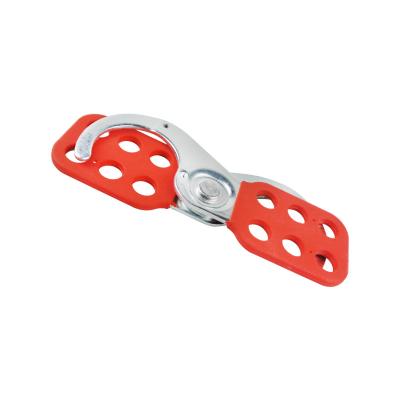 Cina 6 Lock Red 25mm shackle diameter PA CoatedSteel Safety Lockout Hasp Lock With Hooks in vendita