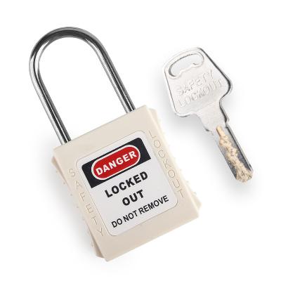 中国 4MM stainless steel shackle industry safety lockout tagout White padlock with master key 販売のため