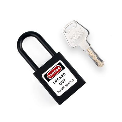 China oshalock lockout manufacturer 38mm Nylon Shackle ABS Industrial padlock With Master Key Te koop