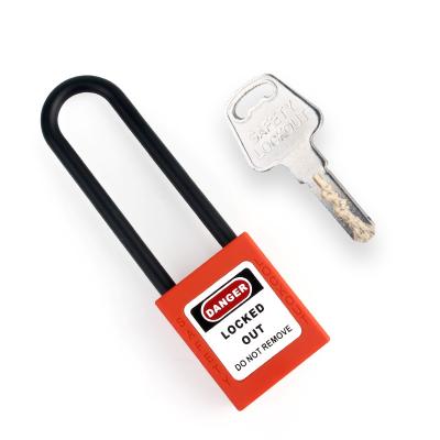 中国 76mm Long Plastic Shackle red safety padlock 販売のため