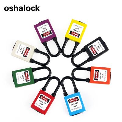 Cina OSHALOCK 38 mm plastic shackle lock out Electrically Non-Conductive Safety Padlock with in vendita