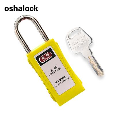 Cina 38mm hardened steel shackle safety padlock with master key for use in mechanical lockout-tagout in vendita