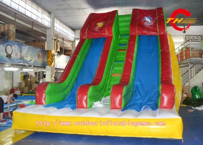 China Interesting Sea World Pink Inflatable Double Slide in Red Yellow Green and Blue for sale