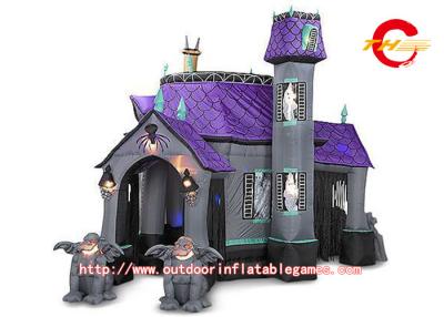 China Funny Purple Inflatable Haunted House Outside Display With Oxford Cloth for sale