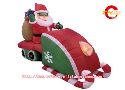 China Shopping Mall Giant Inflatable Santa Claus Sitting On The Sled Rip - Stop Nylon for sale