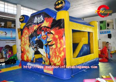 China Waterproof Kids Inflatable Bounce House With Slide Superman HD Inkjet for sale
