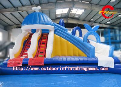 China Outdoor Green PVC Inflatable Water Slide With Double N Quadruple Stitching for sale