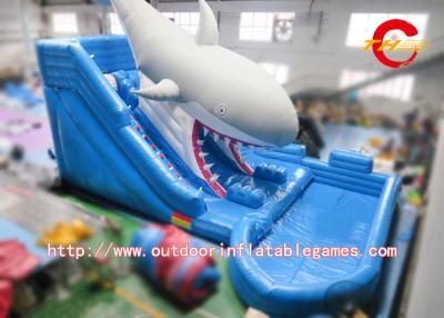 China Crocodile Residential Family Inflatable Outdoor Water Slide With Pool Black / Blue for sale