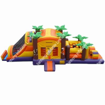 China Cursus van de huur de Grote Opblaasbare Hindernis met Dia voor Interactieve Inflatables-Spelen Te koop