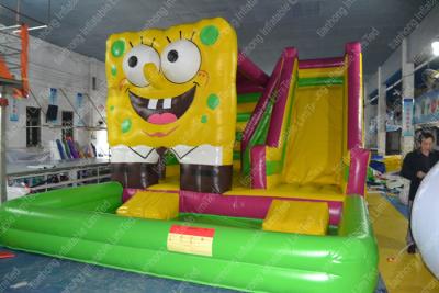 China Waterproof Inflatable SpongeBob Water Pool Slide With Double Lane For Kids for sale